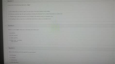 Solved Question 3 In Java Which Of The Following Statements