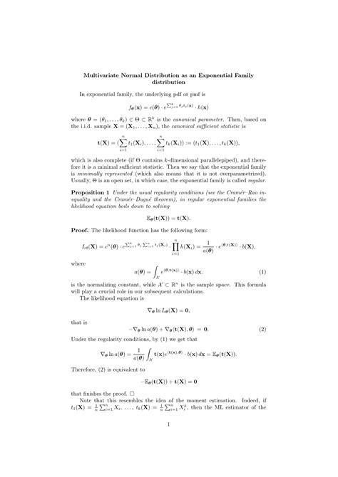 Multivariate Normal Distribution As An Exponential Family Distribution DocsLib