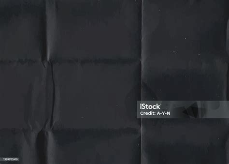 구겨진 검은 종이 질감 주름진 골판지 질감의 추상적 인 어두운 배경 사실적인 종이 접기 페이지 카드의 벡터 일러스트레이션을 접은 다음 종이 를 펴고 있습니다 가장자리에 대한