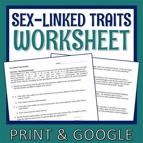 Sex Linked Traits Worksheet Flying Colors Science