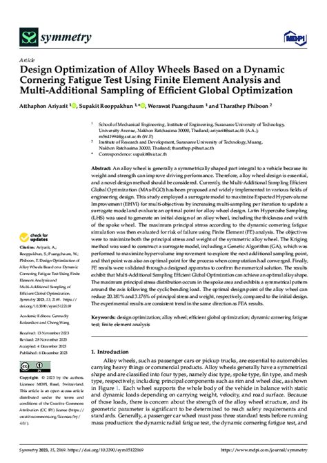 Pdf Design Optimization Of Alloy Wheels Based On A Dynamic Cornering Fatigue Test Using Finite