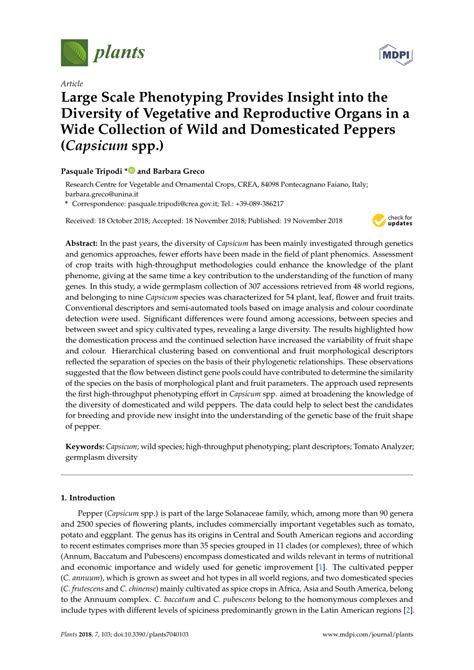 Pdf Large Scale Phenotyping Provides Insight Into The Diversity Of Vegetative And Reproductive