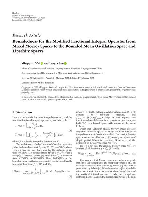 Pdf Boundedness For The Modified Fractional Integral Operator From