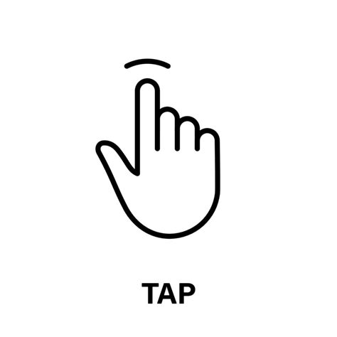 Tap Gesture Of Computer Mouse Pointer Finger Black Line Icon Cursor