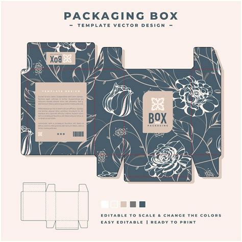 Premium Vector Rectangle Product Box With Floral Pattern 128