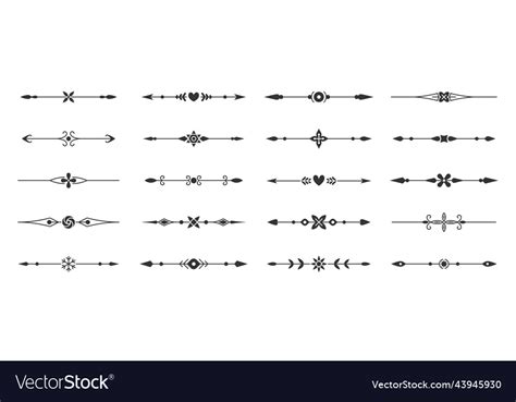 Vintage Divider Set Retro Line Text Page Separator