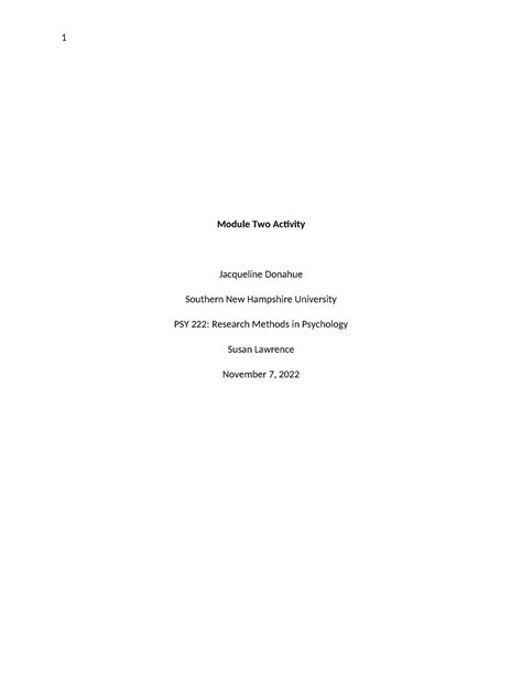 Jacqueline Donahue PSY 222Module 2Activity 1 Module Two Activity