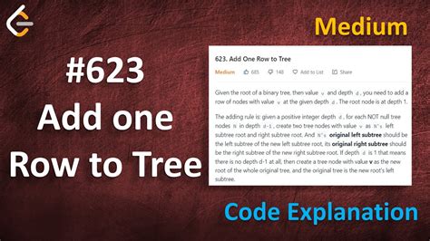 Add One Row To Tree Live Coding With Explanation Leetcode 623 Youtube