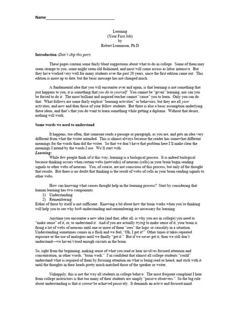 Article Learning Your First Job Pdf Thought Knowledge