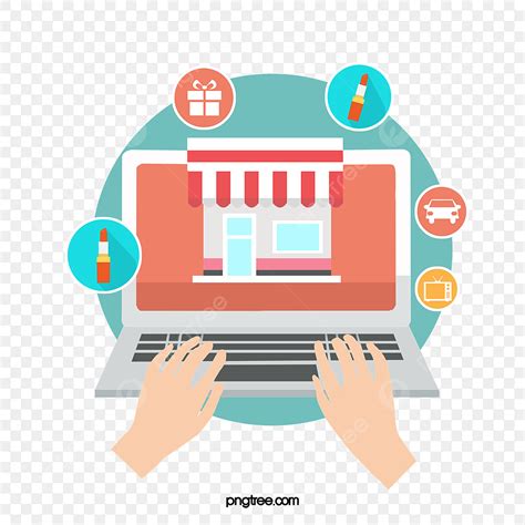 플랫 노트북 일러스트 온라인 쇼핑 플랫 온라인 인터넷 Png 일러스트 및 Psd 이미지 무료 다운로드 Pngtree