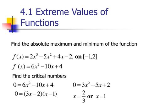 Ppt 41 Extreme Values Of Functions Powerpoint Presentation Free