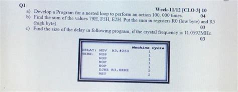 Solved Q1 A Develop A Program For A Nested Loop To Perform
