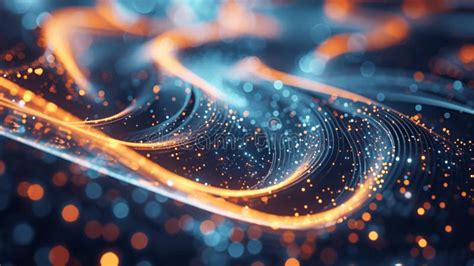 Abstract High Tech Flowing Lines With Light Particles Stock
