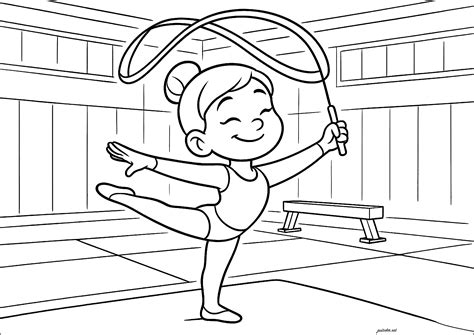 Jeune Gymnase élégante Avec Avec Son Ruban Coloriages De Sports à