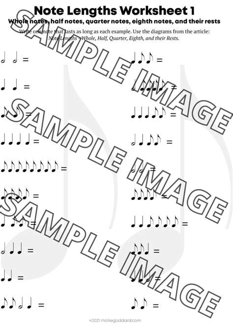Note Lengths Worksheet Mollie Goddard