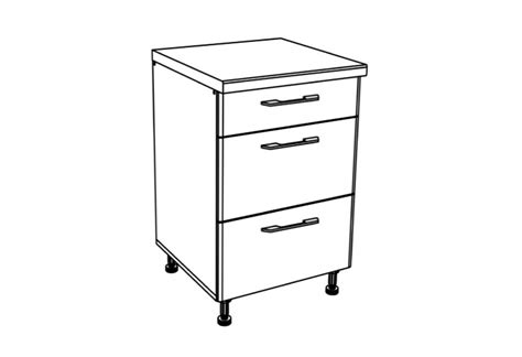 Кухненски шкаф долен с три чекмеджета In Mdf D60 3f кашмир гланц • Модулна кухня In Mdf кашмир