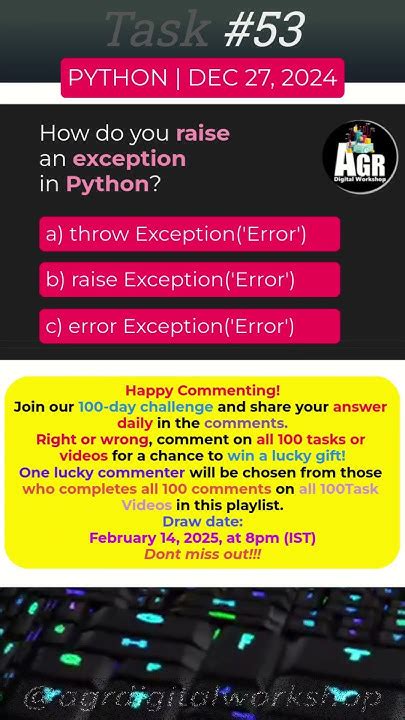 Py Task053 Python Quick Tips Raising Exceptions In Python 🚨 Youtube