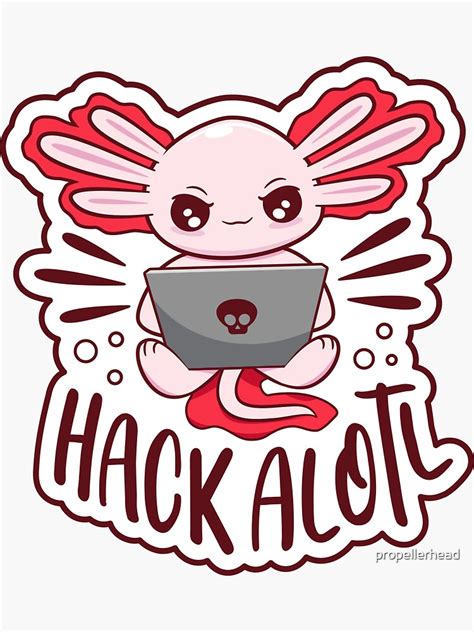Pegatina Funny Kawaii Axolotl Hacker Cute Coder Nerd Salamander De