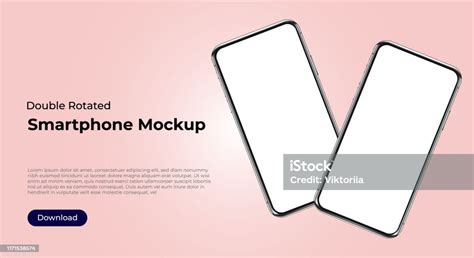 사용자 인터페이스 사용자 경험 프리젠 테이션을위한 두 개의 회전 스마트 폰 모형 템플릿 웹 사이트 방문에 대한 모바일 앱 디자인
