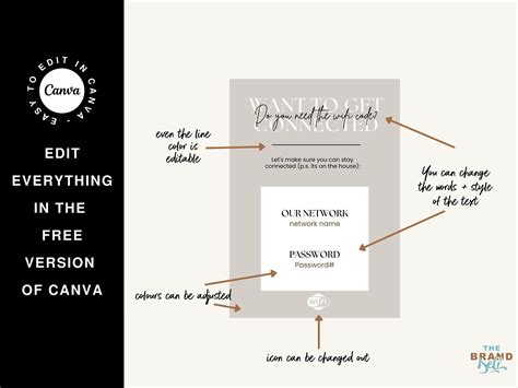 WIFI Code Sign Editable Canva Template For WIFI Password In Your Airbnb Hotel Or Self Catering