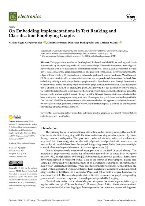 pdf on embedding implementations in text ranking and classification employing graphs