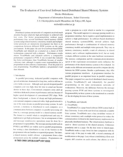 Pdf The Evaluation Of User Level Software Based Distributed