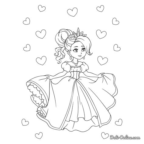 Раскраска Принцесса красавица распечатать или скачать