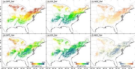 Regional Patterns Of Mean Annual Carbon Fluxes Gpp Nee And Er For