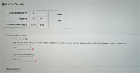 Solved Question Details A Polynomial P Is Given