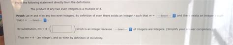 Solved Prove The Following Statement Directly From The