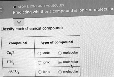 solved atoms ions and molecules predicting whether a compound is