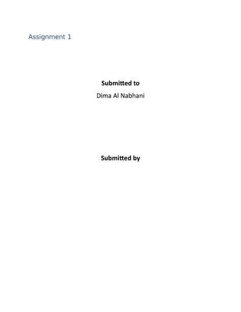 System Analysis Design Assignment 1 Assignment 1 Submitted To Dima Al Nabhani Submitted By