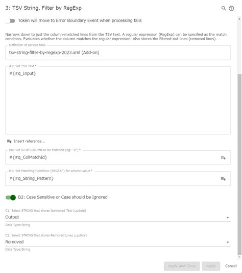 tsv string filter by regexp questetra support