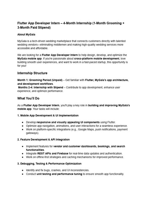 Flutter Developer Internship 2025 Pdf Mobile App Computing