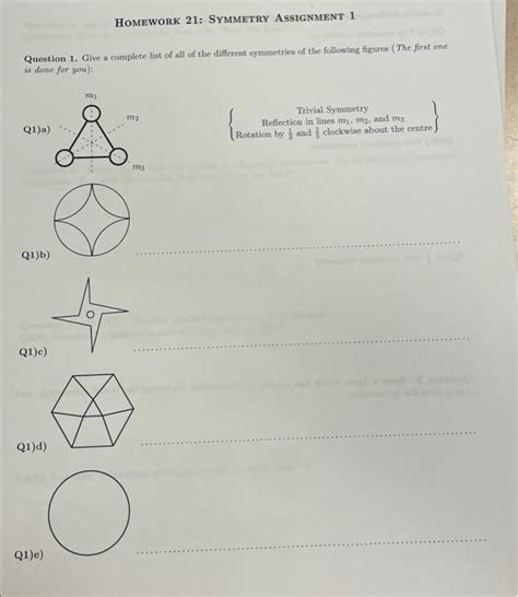 Solved Homework 21 Symmetry Assignment 1 Question 1 Give A