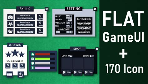 Flat Design UI Pack GameDev Market