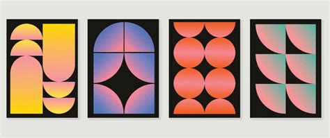 Abstract Gradient Background Vector Set Minimalist Style Cover Template With Vibrant Color Dot