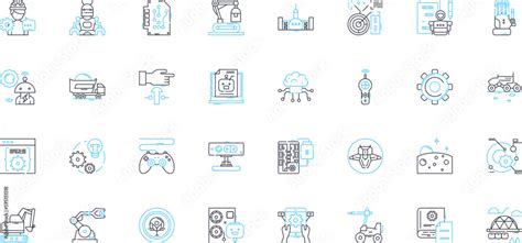 Constructor Linear Icons Set Build Design Blueprint Framework