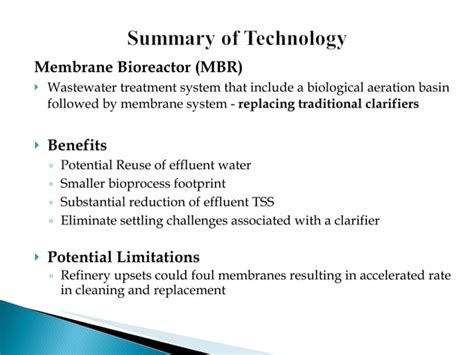 Membrane Bioreactor Technology An Overview PPT