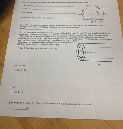 Solved 20 12 Write Three Loop Equations And The