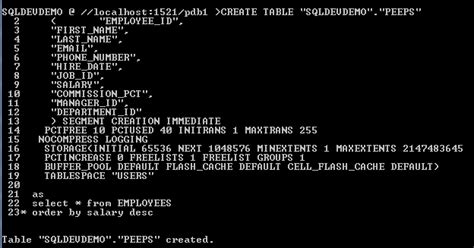 Sqlcl Using The New Ctas Command