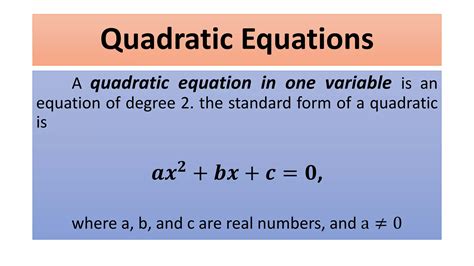Quadratic Equations And Function Ppt