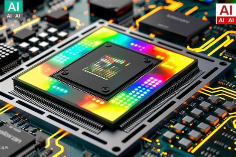 Advanced Ai Microchip With Colorful Glowing Elements On A High Tech