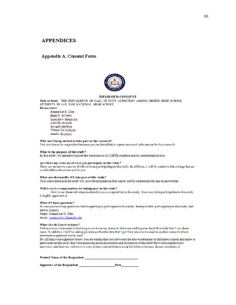 Appendices Research Research APPENDICES Appendix A Consent Form Studocu