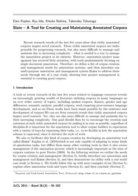 Pdf Slate A Tool For Creating And Maintaining Annotated Corpora