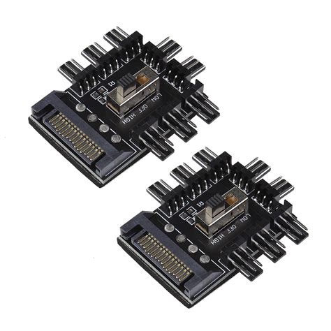 Buy 2x Chassis Fan Hub SATA 1 To 8 Way12V 3 4 PIN Cooling Fan Splitter Controller Hub PWM For PC