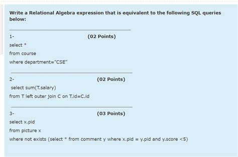 Solved Write A Relational Algebra Expression That Is Chegg