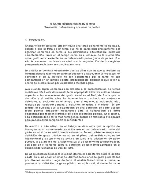 2 El Gasto Público Social En El Perú Pdf Trabajo Social Bienes