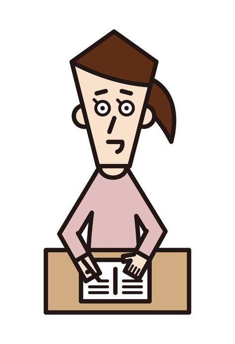 공부하는 여성의 일러스트 무료 일러스트 소재집 Kukukeke