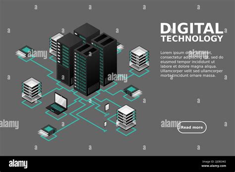 concept of data network management vector isometric map with business